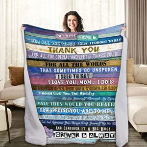 gifts for mom from son or daughter for birthday, christmas, mom throw blanket 50″x60″, snuggly soft unique lamb plush mother blanket filled with words to say love you mom gifts for women