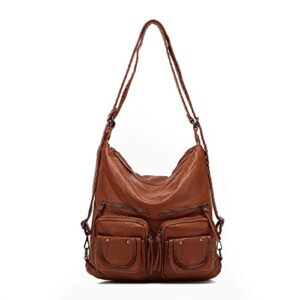 ll loppop large convertible hobo crossbody purse, shoulder backpack bags multi-pocket tote bag for women 20190402-new brown