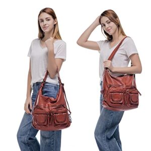 LL LOPPOP Large Convertible Hobo Crossbody Purse, Shoulder Backpack Bags Multi-Pocket Tote Bag for Women 20190402-NEW BROWN