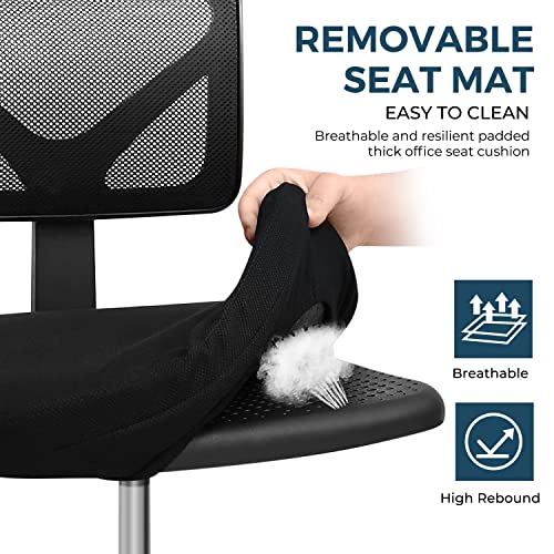 Home Office Computer Desk Chair Mid Back Armless Ergonomic Office Chair Mesh Office Chair with Lumbar Support Height Adjustable Swivel Task Rolling Modern Chair with Wheels for Office,Living Room