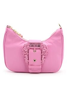 versace jeans couture minibag crossbody bag in fuchsia nylon with gold baroque logo buckle and adjustable shoulder strap 74va4bfgzs640