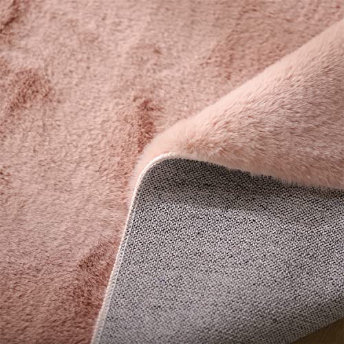 KASENTEX Fluffy Faux Fur Soft Area Rugs for Bedroom Living Room Carpet, Home Fuzzy Plush Rug for Dorm, Anti-Slip Rug, 4 x 6 Feet, Pink