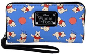 disney wallet wristlet zip clutch faux leather (winnie the pooh blue)