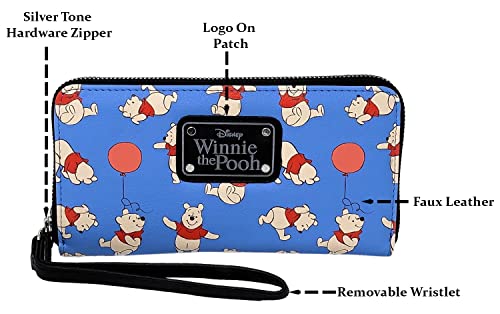 Disney Wallet Wristlet Zip Clutch Faux Leather (Winnie the Pooh Blue)