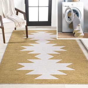 jonathan y wsh110b-4 chayton minimalist geometric machine-washable indoor area-rug,scandinavian,southwestern,bohemian easy-cleaning,bedroom,kitchen,living room,non shedding,light green/ivory,4 x 6