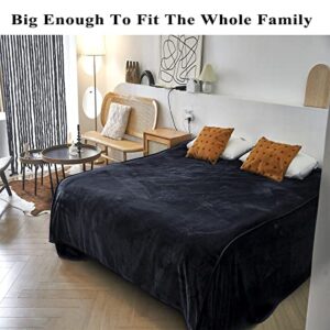 LaSyL Oversized King 120 x 120 Inches Blanket,10'x 10' Extra Large Soft Warm Flannel Fleece Thick Throw Blanket Plush Microfiber Fluffy Bedding Comforter for Couch/Bed/Sofa Outside Campaign Black