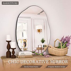 HARRITPURE Irregular Wall Mirror 22"x32" Black Asymmetrical Bathroom Mirror Wood Framed Modern Decorative Vanity Mirrors for Bedroom Living Room Entryway