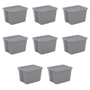 ljing 18 gallon tote box plastic, gray, set of 8