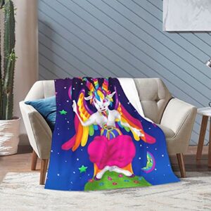 Neon Rainbow Baphomet Blanket Throw Blanket Soft Warm Lightweight Cozy Plush Blanket for Bedroom Living Rooms Sofa Couch Bed Gifts 60"X50"