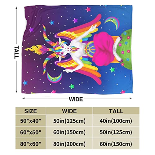 Neon Rainbow Baphomet Blanket Throw Blanket Soft Warm Lightweight Cozy Plush Blanket for Bedroom Living Rooms Sofa Couch Bed Gifts 60"X50"