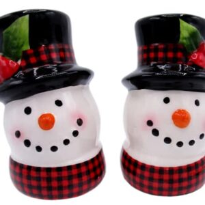 Ceramic Christmas Salt and Pepper Shakers (Snowmen with Top Hats)