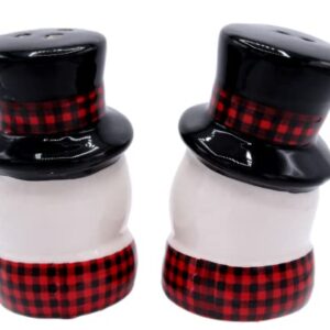 Ceramic Christmas Salt and Pepper Shakers (Snowmen with Top Hats)