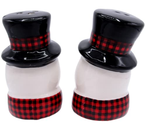 Ceramic Christmas Salt and Pepper Shakers (Snowmen with Top Hats)