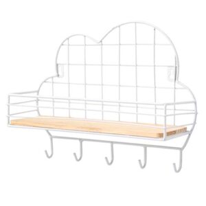 stobok hanging storage shelves cloud shape wall hanging storage rack, metal wall mount organiser floating shelves wall mount organiser cloud shelves display rack for home decor white