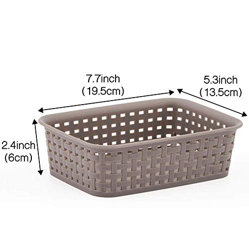 EZOWare Pack of 8 Small Gray Plastic Woven Knit Baskets For Office, Classroom, Desktop, Drawer