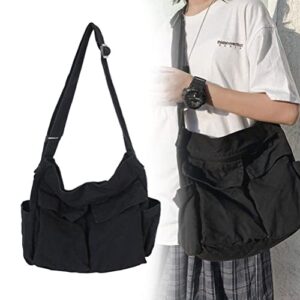 Elolicu Large Capacity Hobo Crossbody Bag, Canvas Messenger Crossbody Bag Travel Shoulder Bag Casual Shoulder Tote Bag