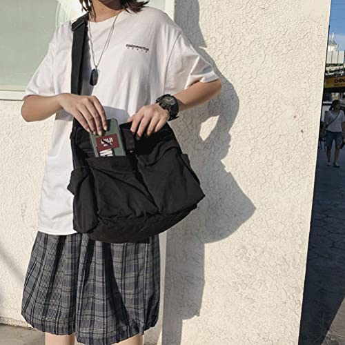 Elolicu Large Capacity Hobo Crossbody Bag, Canvas Messenger Crossbody Bag Travel Shoulder Bag Casual Shoulder Tote Bag