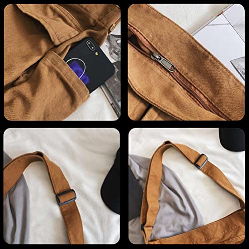 Elolicu Large Capacity Hobo Crossbody Bag, Canvas Messenger Crossbody Bag Travel Shoulder Bag Casual Shoulder Tote Bag