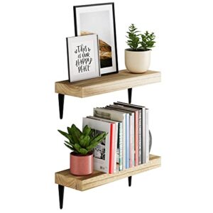 wallniture arras 17″ rustic floating shelves for wall decor, wall bookshelf living room, bathroom shelves, wall shelves for bedroom, floating shelf for kitchen & office, wood, burnt set of 2