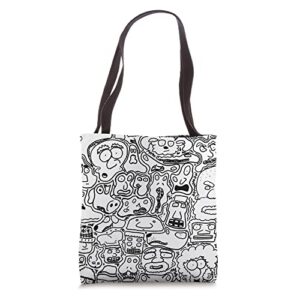 gem ultra face doodles street art tote bag