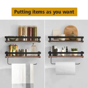 MS'Skincal Rustic Wall Floating Shelves - Perfect for Living Room, Kitchen, and Bedroom - Includes Towel Bar for Added Convenience - Organize in Style with This Farmhouse Home Decor