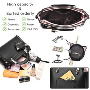 I IHAYNER Fashion Purses and Handbags for Women Top Handle Bag Girls Small Crossbody Shoulder Bag for Ladies with Kitty Purse Pink