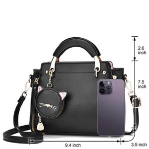 I IHAYNER Fashion Purses and Handbags for Women Top Handle Bag Girls Small Crossbody Shoulder Bag for Ladies with Kitty Purse Pink