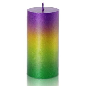 tuitessine mardi gras pillar candle 3×6 inches unscented dripless candle mardi gras party table decorations new orleans masquerade party supplies metallic purple gold green – 1 pack