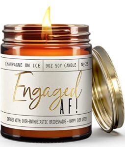 engagement gift, engagement gifts for women -‘engaged!’ soy candle, w/champagne on ice i engagement gifts for couples i fiance gifts for her i engaged gifts for her i 9oz jar, 50hr burn, usa made