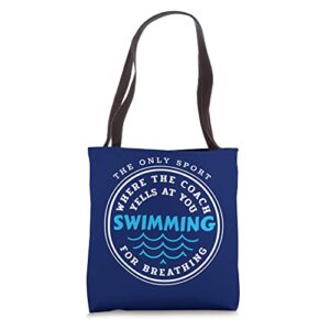 swim coach swimmer / swimming team / competition breathing tote bag