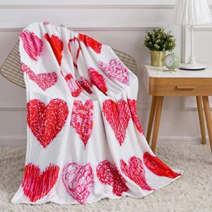 cottebed hearts throw blanket flannel couch blankets girls throws for women red white valentines day gifts girlfriend blankets boyfriend wife birthday decorations present blanket