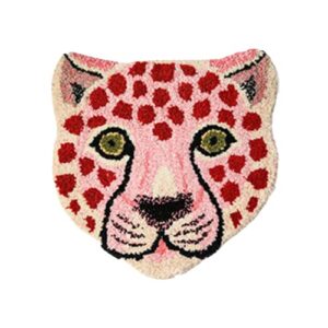 sisey soft small area rugs, tiger shaped rug cute cartoon animals lion/panda bath mat imitation cashmere non-slip absorbent mats carpet door use for shower, bedroom, living room, pink leopard