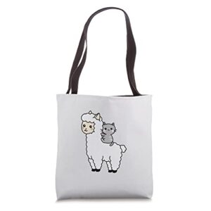 Funny Cute Llama Cat Best Friends Tote Bag