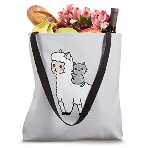 Funny Cute Llama Cat Best Friends Tote Bag