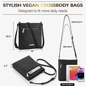 BOSTANTEN Crossbody Bags for Women Designer Cell Phone Multi Pockets Cross Body Purses Shoulder Handbags Ladies Black