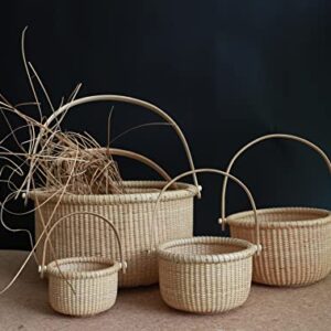 Teng Jin Open Round Nantucket Lightship Baskets with Handles Handwoven Storage Serving Baskets for Easter, Picnics, Gifts, Home Decor and More several sizes ranging from 5” 13”