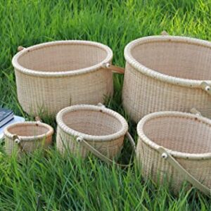 Teng Jin Open Round Nantucket Lightship Baskets with Handles Handwoven Storage Serving Baskets for Easter, Picnics, Gifts, Home Decor and More several sizes ranging from 5” 13”