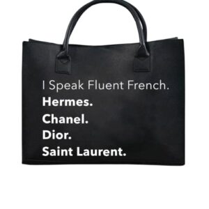 la | tc modern vegan tote – fluent french (black)