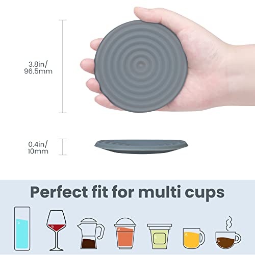 Set of 6 Silicone Coasters for Drinks - HOMKULA 10mm Thick, Coasters for Coffee Table, Drink Coasters for Wooden Table, Rubber Coasters, Stain-Resistant, Non-Absorbent, Dishwasher Safe