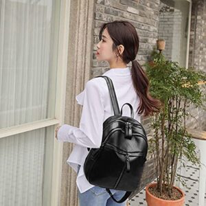 Fashion Women PU Leather Solid Color Shoulder Bag Backpack Casual Travel Ladies Large Capacity Handbags Student Schoolbags