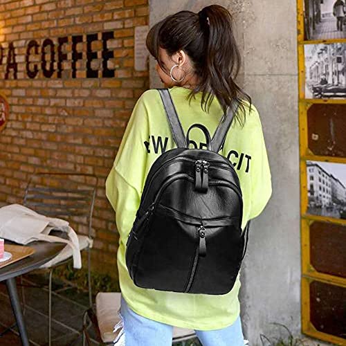 Fashion Women PU Leather Solid Color Shoulder Bag Backpack Casual Travel Ladies Large Capacity Handbags Student Schoolbags