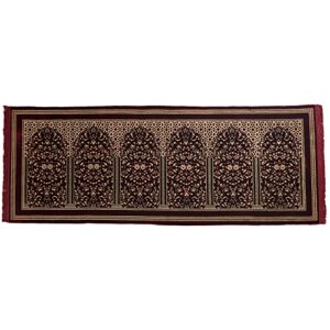 modefa turkish islamic prayer rug – multi person janamaz sajada for family or mosque – large gathering & group praying carpet – wide velvet praying mat (6 person: 43 x 118 in)