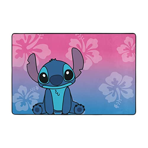 KLGB Large Anime Rug Little Blue Monster Rug for Stitch, Non-Slip Bathroom Rugs, Kitchen Rugs Velvet Carpet Floor Mat Rugs for Bedroom (Little Blue Monster 4, 36"x24")