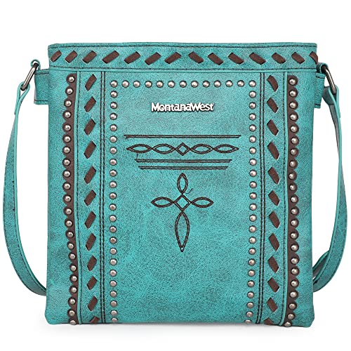 Montana West Whipstitch Collection Western Purses for Women Crossbody Bags Over Shoulder Purse MW1124G-9360TQ+W