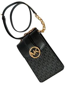 michael kors carmen small logo smartphone crossbody bag (black.)