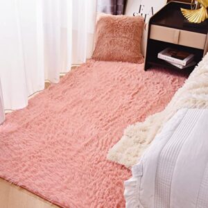 GONAAP Shag Area Rug Fluffy Faux Fur Playing Mat for Girls Bedroom Living Room Home Décor (Pink, 4' x 6')