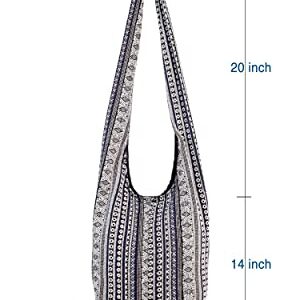 Delrosaria Bohemian Hippie Crossbody Bag Hobo Sling Bag Cotton Messenger Shoulder Bags