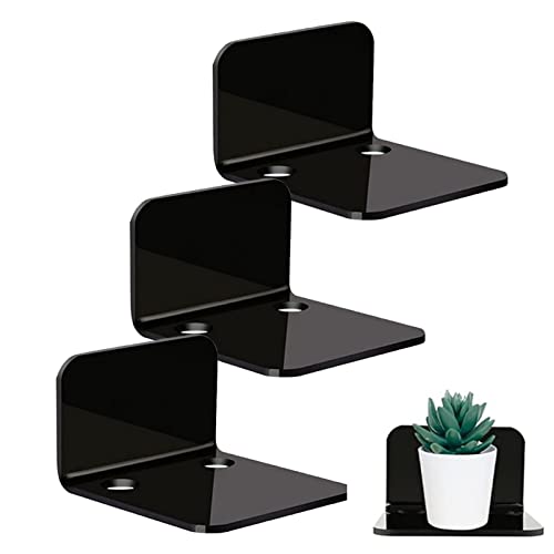 VAHIGCY 3 PCS Acrylic Small Wall Shelves, Small Floating Shelves with 6 Cord Keeper,Nail-Free Wall Display Shelf for Home, Office, School, Coffee Shop Decor