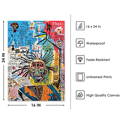 Maybort Poster Print Wall Decor 16"x24" Basquiat for Living Room Art Home Decoration