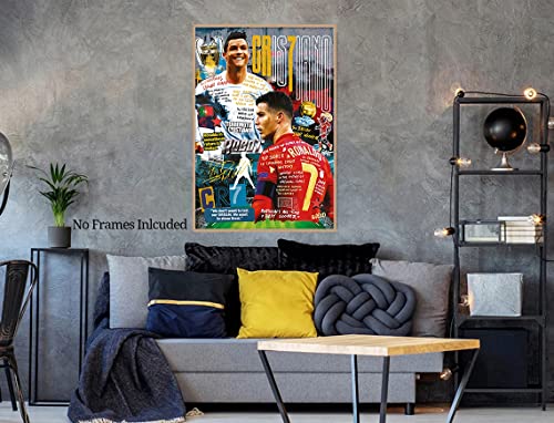 CR7 Cristiano Ronaldo Poster, Motivational Soccer Star Canvas Wall Art, Football Sports Wall Art, Manchester Cristiano Ronaldo Art Poster for Gym Office Man Cave Home Decoration, 16"x24"-Unframed